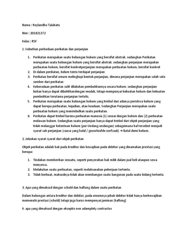 Prestasi dalam Perikatan Hukum | PDF | Pengelolaan Keuangan & Uang | Hukum