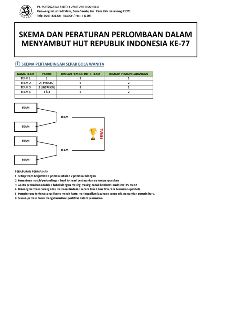 Skema Lomba Hut Ri 77 | PDF