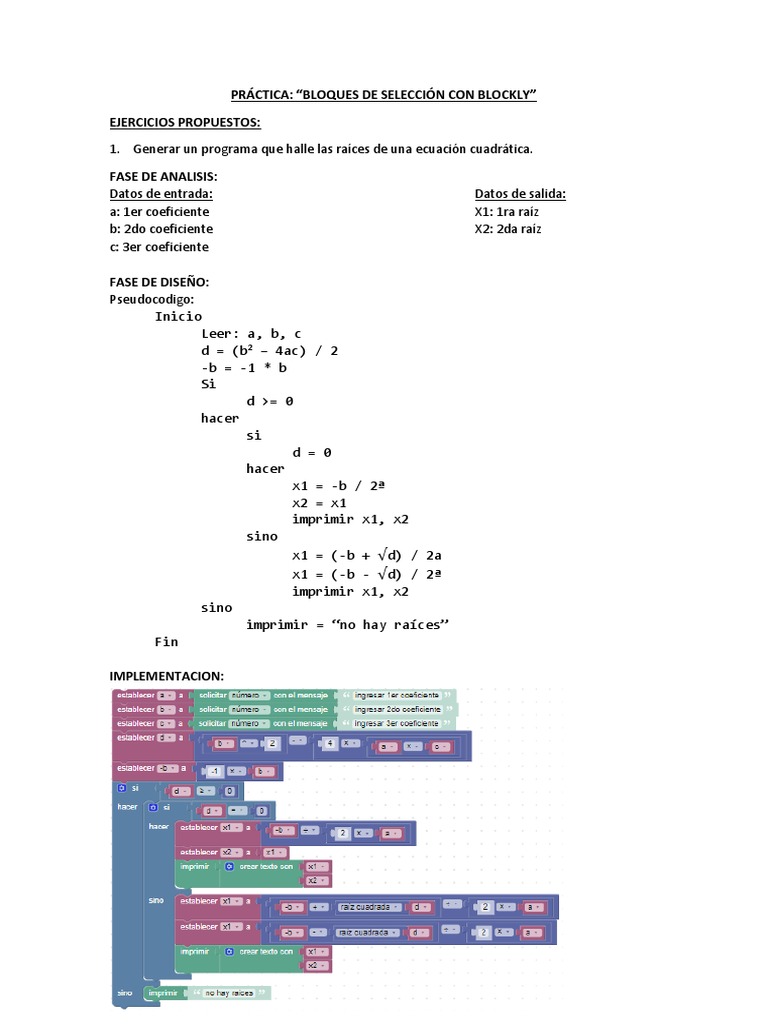PRÁCTICA N°03 Blockly | Descargar gratis PDF | Matemáticas