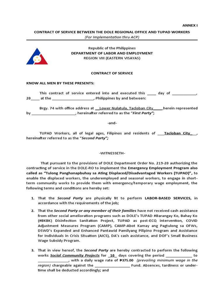 NEW CONTRACT OF SERVICE For ACP Annex I | Download Free PDF | Economies ...