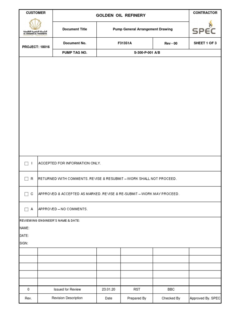 F31351A Pump General Arrangement Drawing S 300 P 001 AB R00 PDF