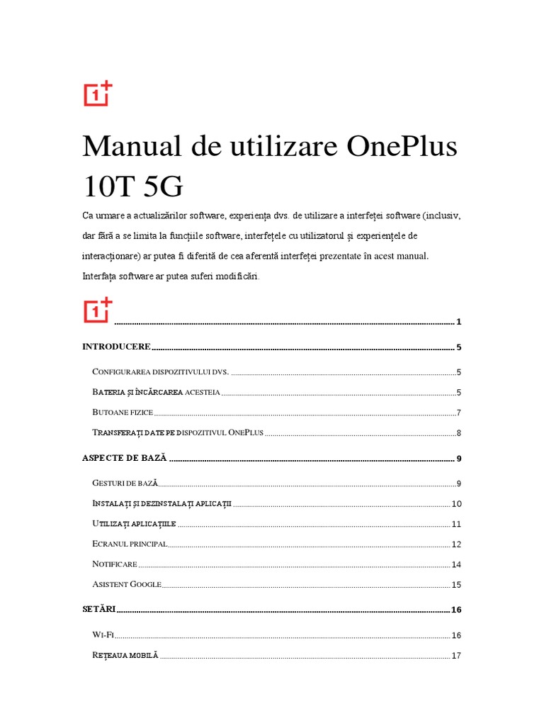 OnePlus 10T 5G User Manual RO | PDF