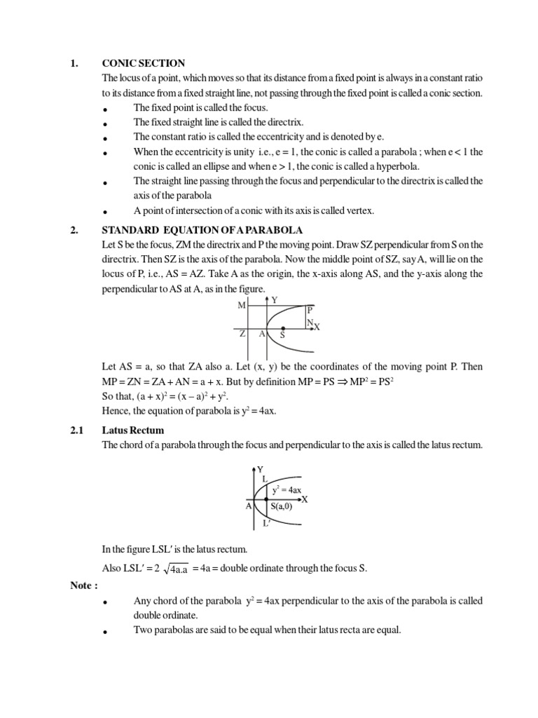 Parabola-01 - Theory | PDF | Perpendicular | Elementary Geometry