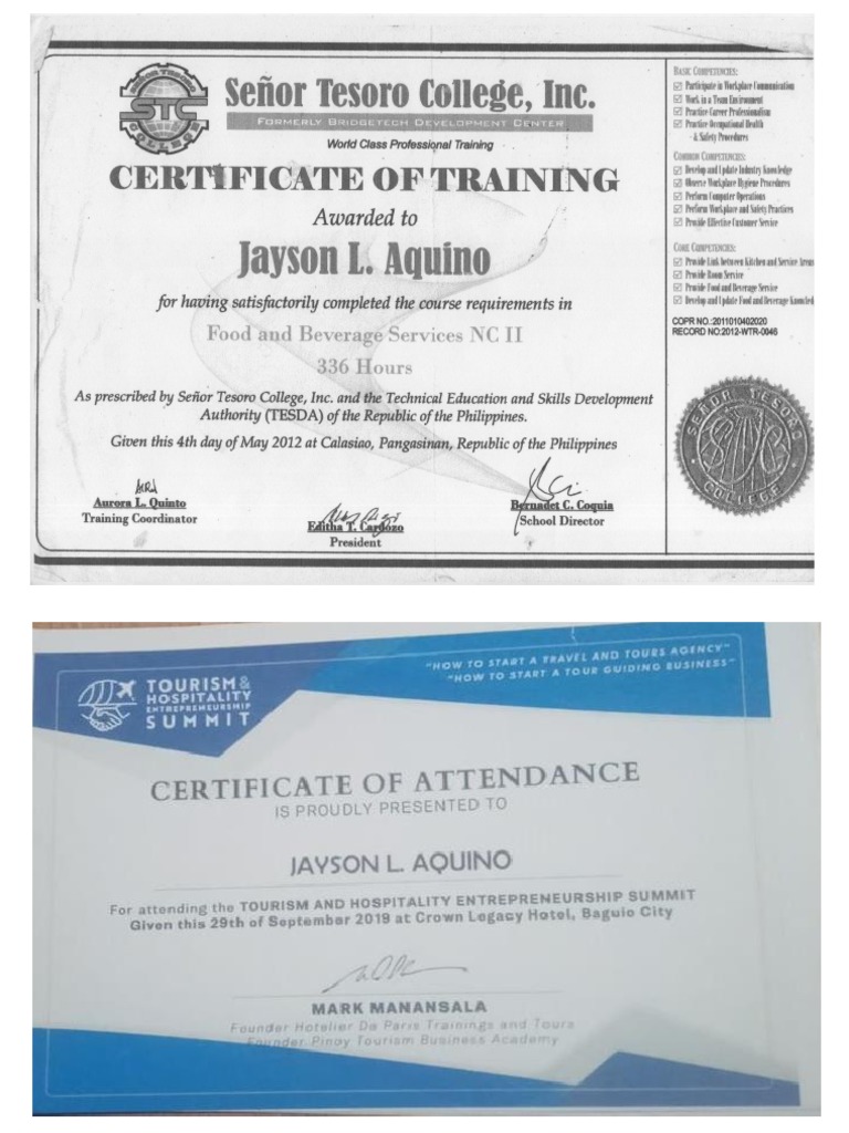 Fbs Certificates | PDF