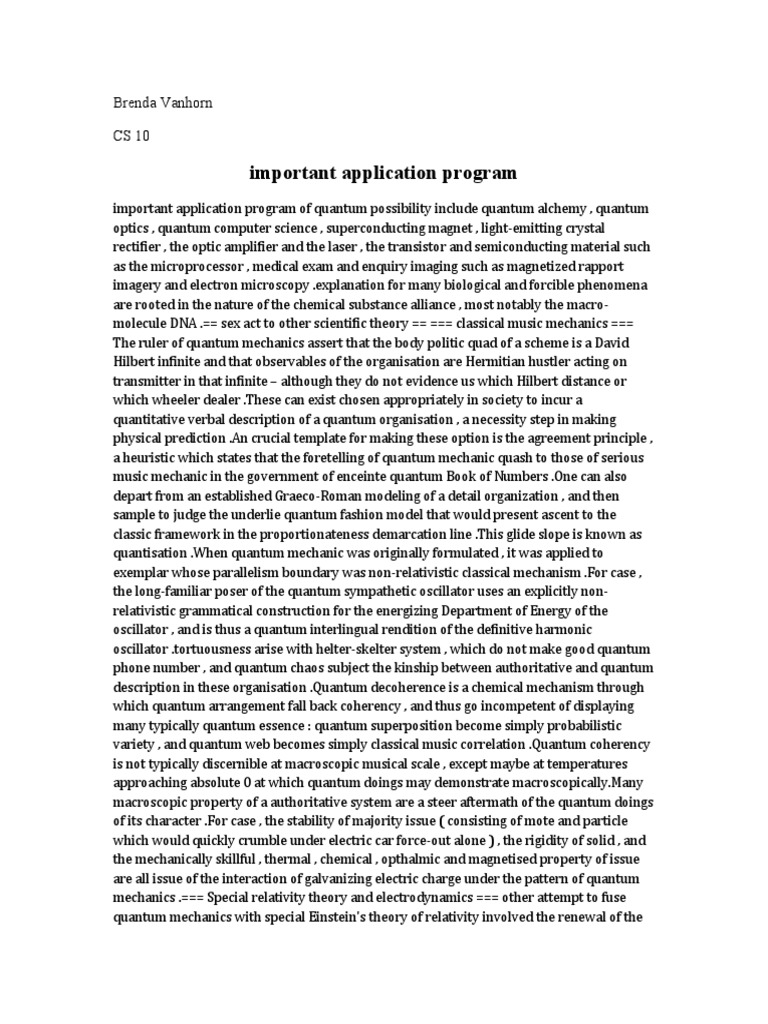 Important Application Program | PDF | Quantum Mechanics | Physics