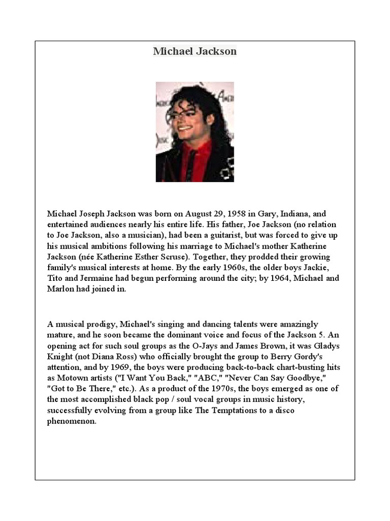 Michael Jackson: A Concise Biography | PDF | Michael Jackson | African ...