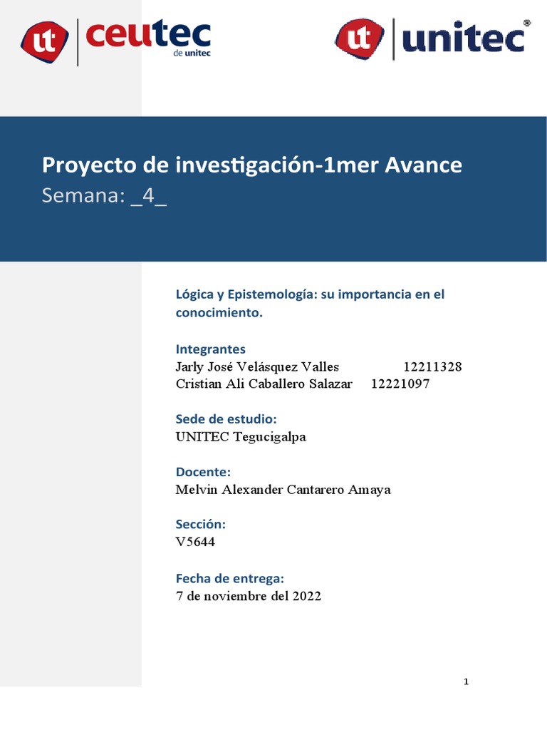 Avance 1 Proyecto Filosofia | PDF | Conocimiento | Lógica