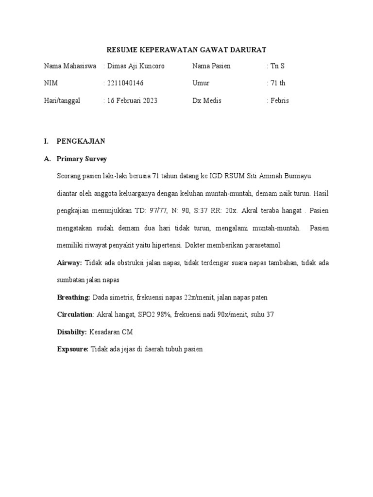 Resume Keperawatan Gawat Darurat 2 | PDF