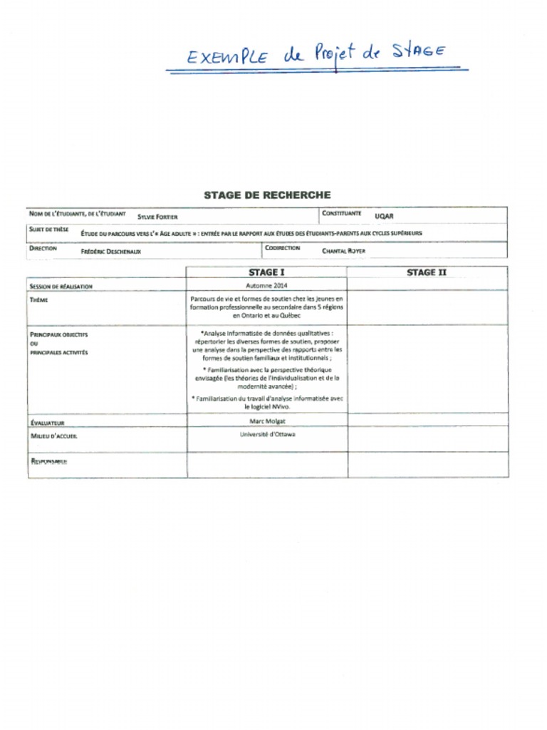 Exemple de Projet de Stage | PDF