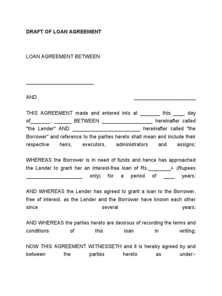 Draft of Loan Agreement | PDF