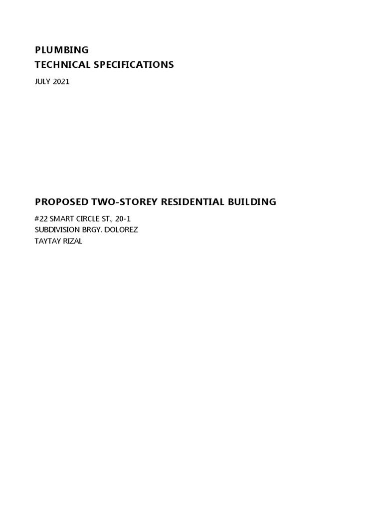 Plumbing Technical Specifications | PDF | Plumbing | Valve