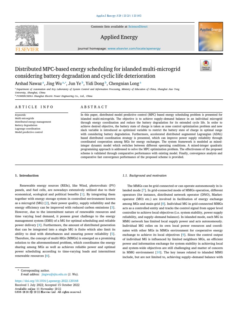 Distributed MPC-based Energy Scheduling For Islanded Multi-Microgrid ...