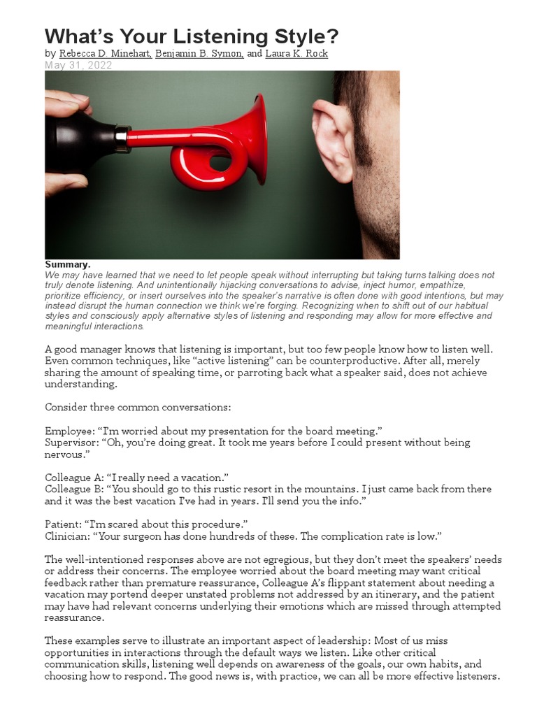 Understanding Your Listening Style | PDF | Conversation | Communication