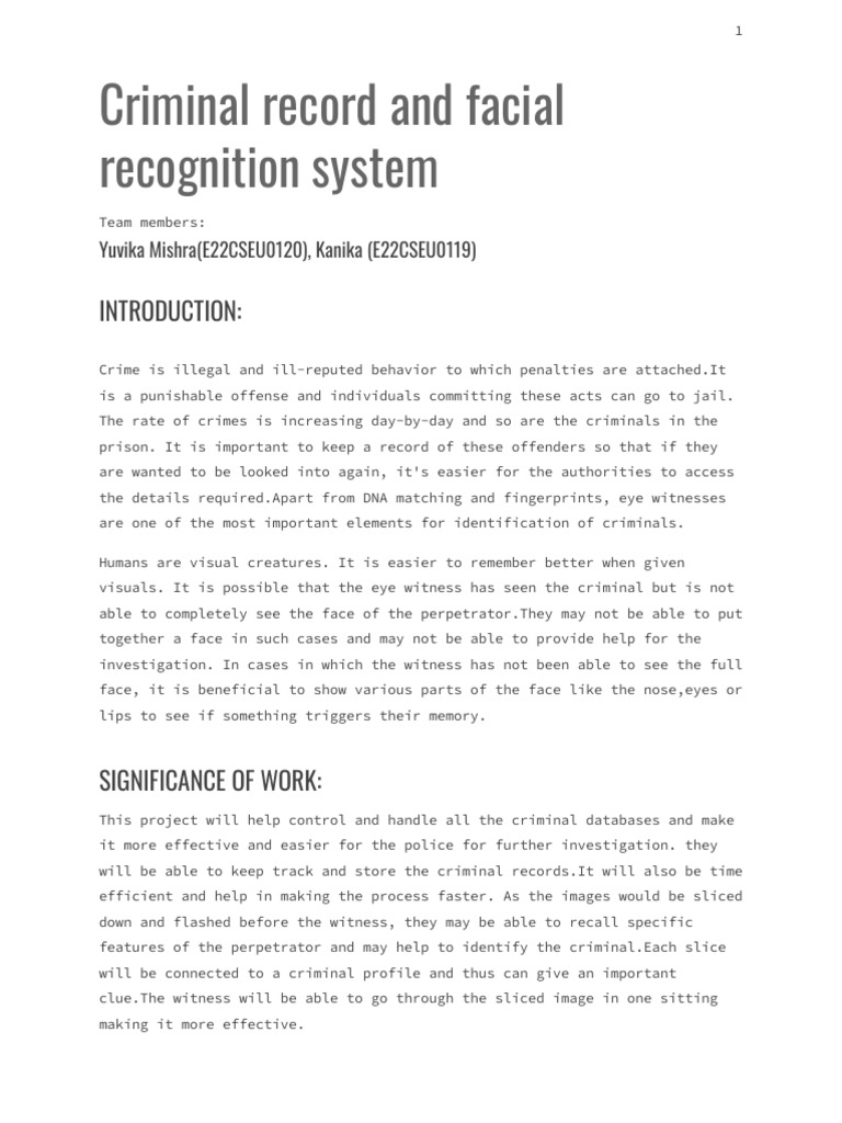 Criminal Record and Facial Recognition System | PDF | Java (Programming Language) | Sql