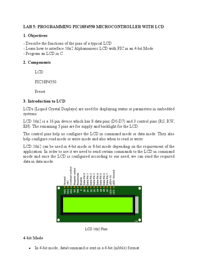 LAB5 - Interfacing With LCD | PDF