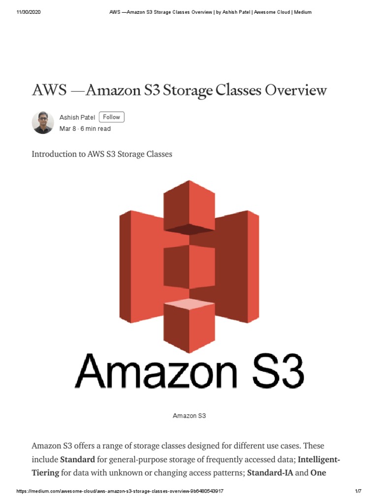 S3 Storage Classes Overview - by Ashish Patel - Awesome Cloud - Medium ...