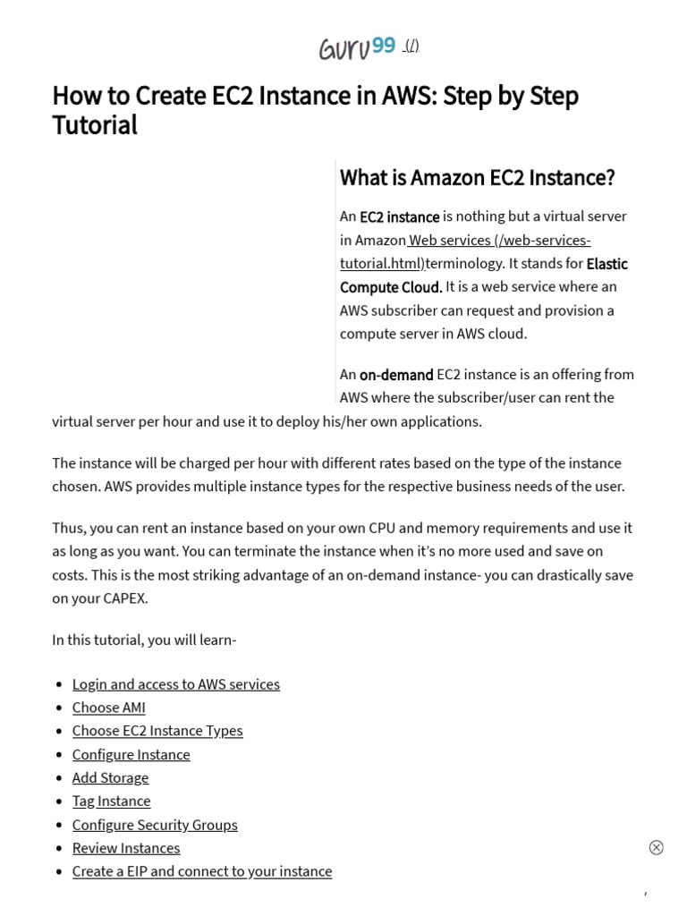 How To Create Ec2 Instance In Aws Step By Step Tutorial Pdf Amazon Web Services Computer 8980