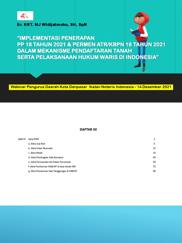 Implementasi PP 18 TH 2021, PM Atr BPN 18 TH 2021 & PM Atr BPN 16 TH 2021 | PDF