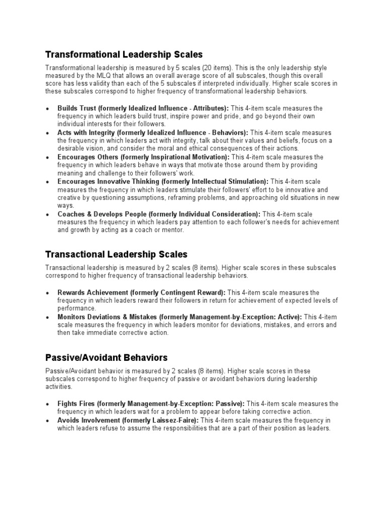 Kuesioner MLQ Leadership | PDF | Transformational Leadership | Leadership