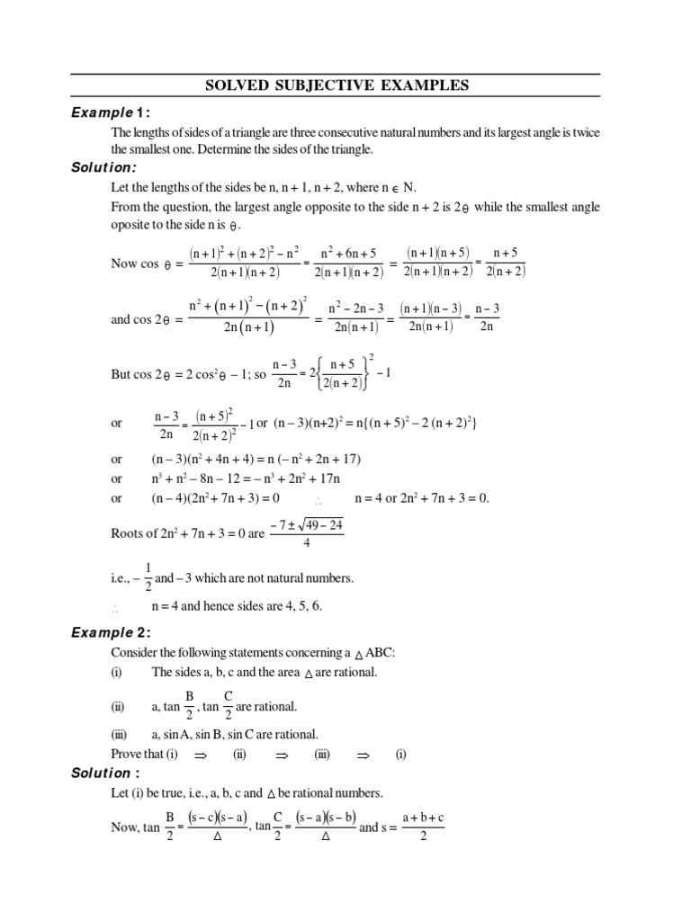 Properties of Solution & Triangle-02 - Solved Example | PDF | Triangle ...