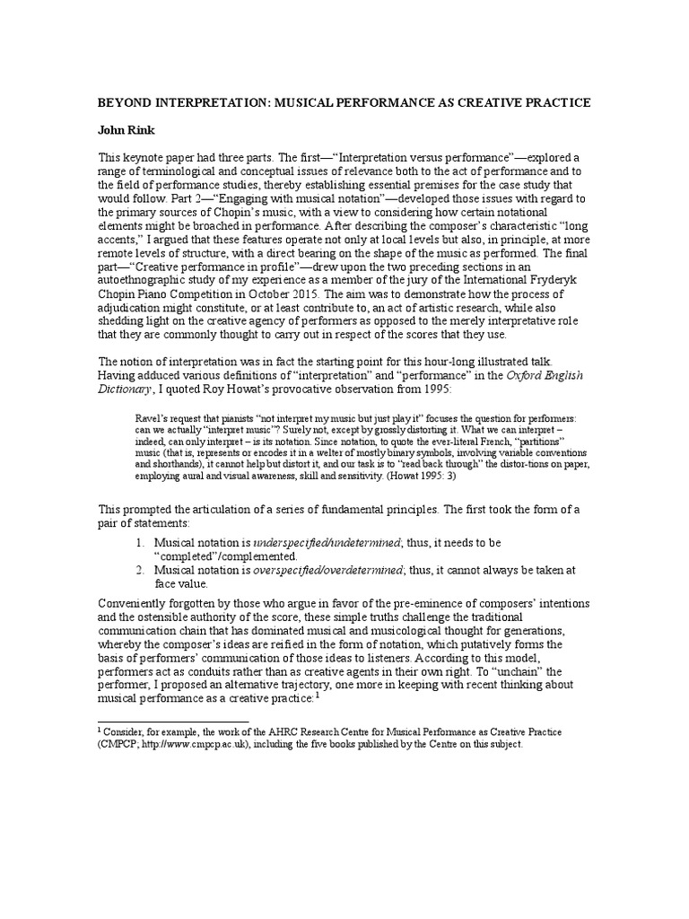 Rethinking Musical Performance and Interpretation | PDF | Frédéric ...