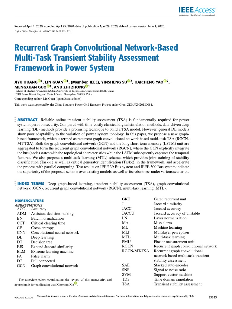 Recurrent Graph Convolutional Network-Based Multi-Task Transient Stability Assessment Framework ...