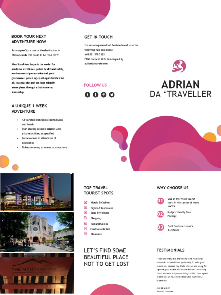 Paranaque Travel Brochure by Adrian Jacobe Arcena | PDF | Service ...