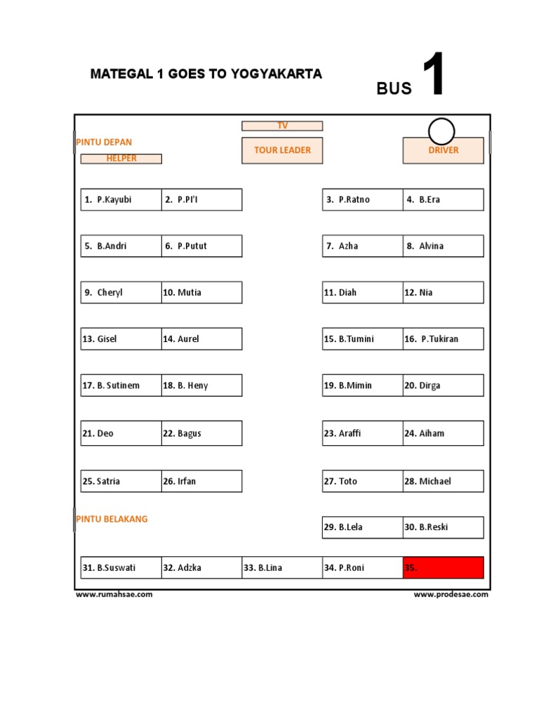 Denah Tempat Duduk Bus | PDF
