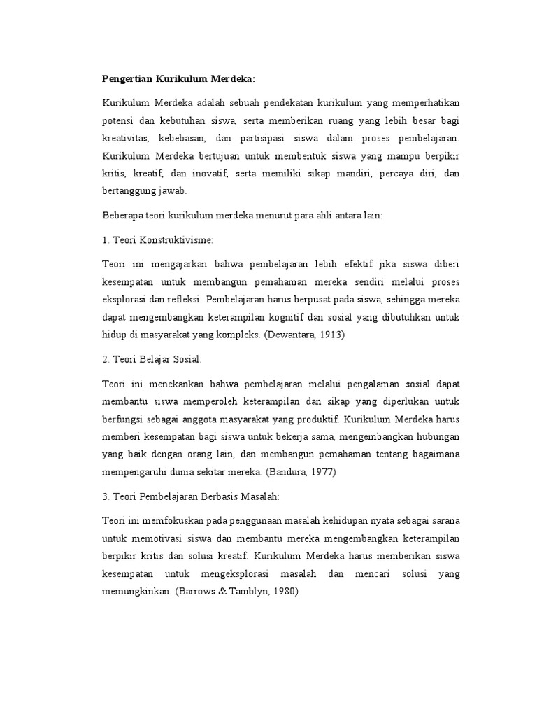 Pengertian Kurikulum Merdeka | PDF