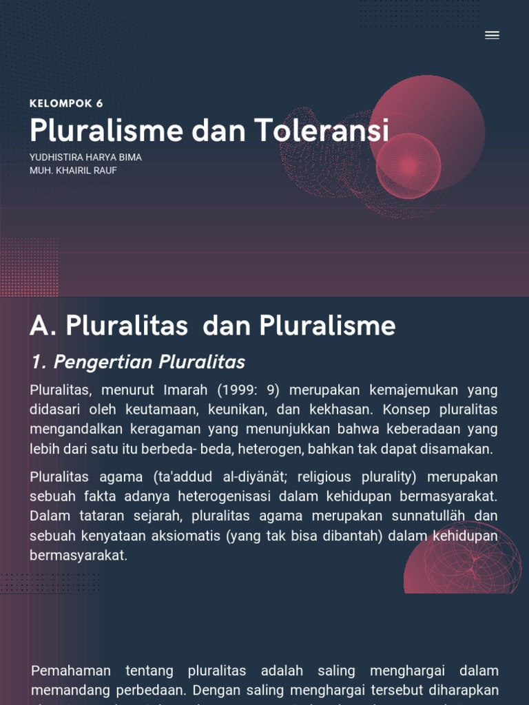 Pluralisme Dan Toleransi | PDF