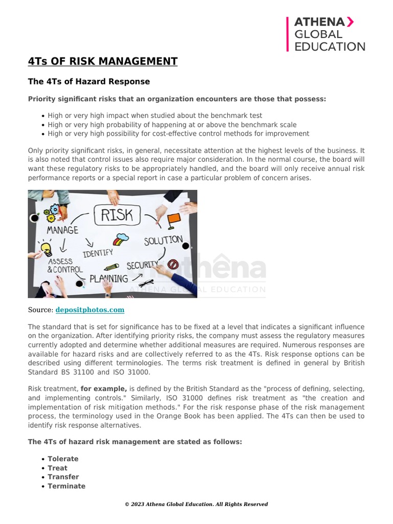 4 T's of Risk Management | PDF | Risk | Risk Management