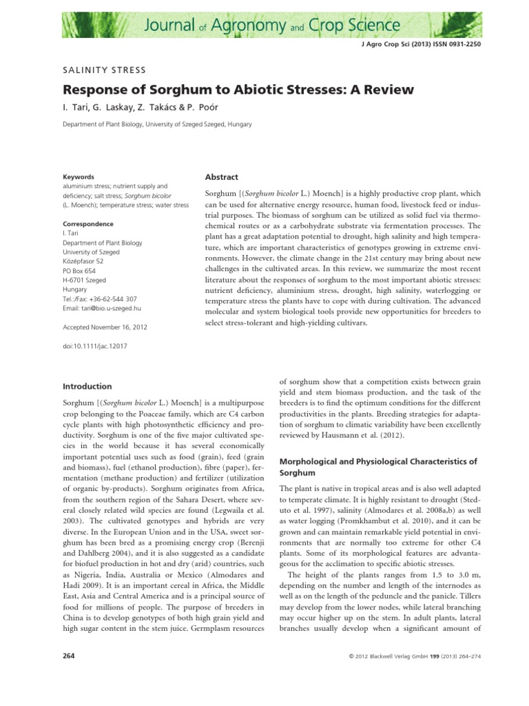 Tari Et Al-2013-Journal of Agronomy and Crop Science | PDF