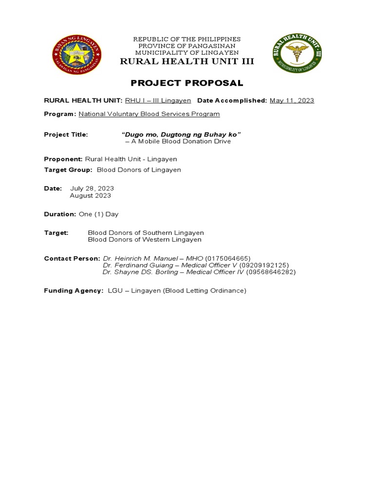 Mobile Blood Donation Drive Proposal | PDF | Blood Donation | Public ...