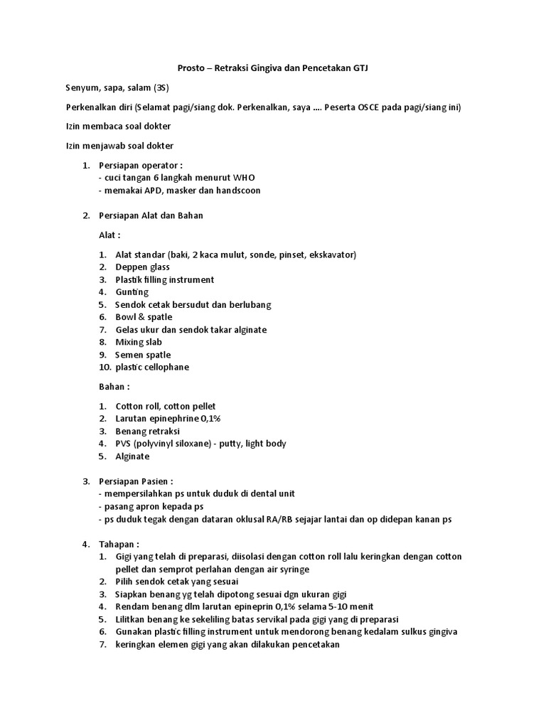 Prosto - Retraksi Gingiva Dan Pencetakan GTJ | PDF