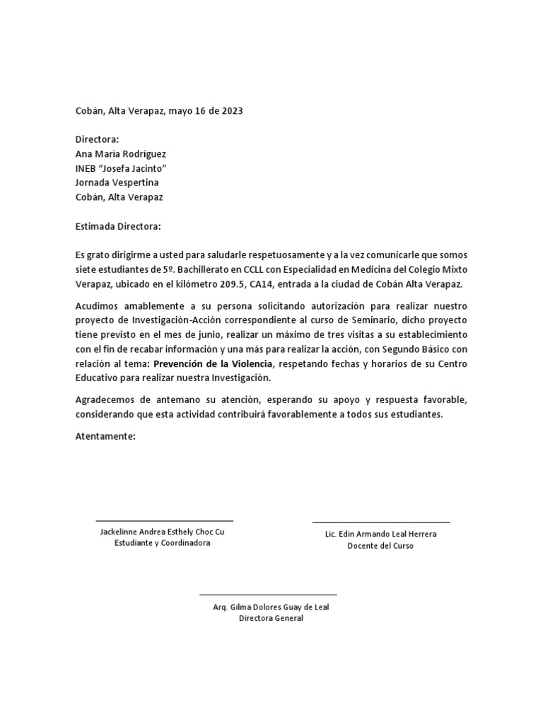 Carta Solicitud Investigación-Acción, 15 Mayo 2023 | PDF | Salud y ...