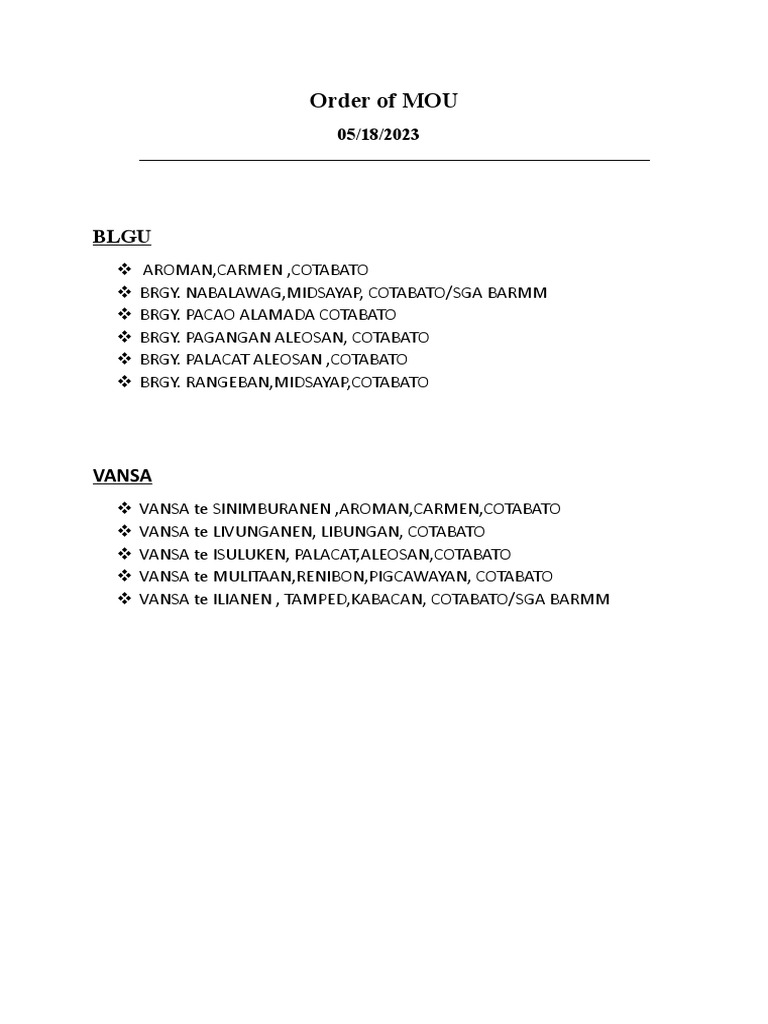 Order Of MOU PDF