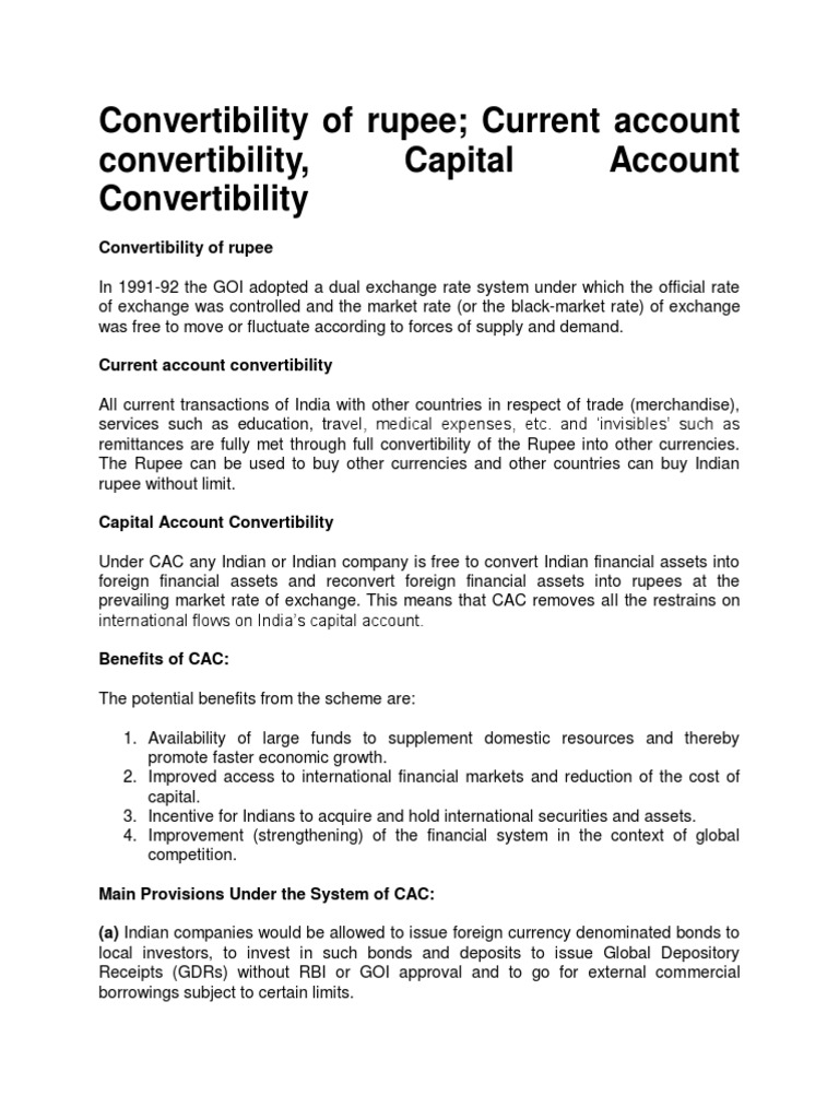 Convertibility of Rupee | PDF | Reserve Bank Of India | Foreign ...