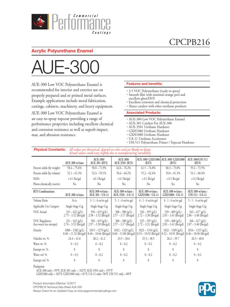 CPCPB216 AUE-300 Acrylic Polyurethane Enamel 12312017 Final | PDF ...