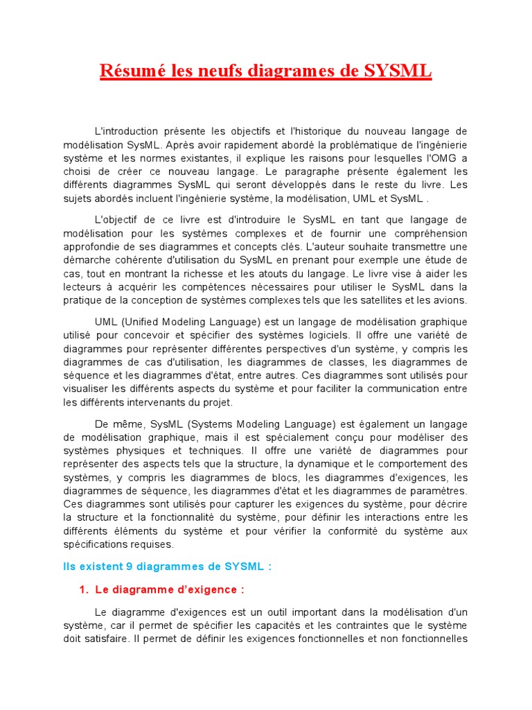 Résumé Les Neufs Diagrames de SYSML | PDF | Développement de logiciel ...