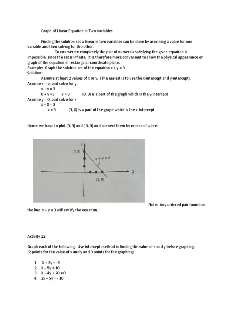 Graph of Linear Equation in Two Variable1 1 | PDF