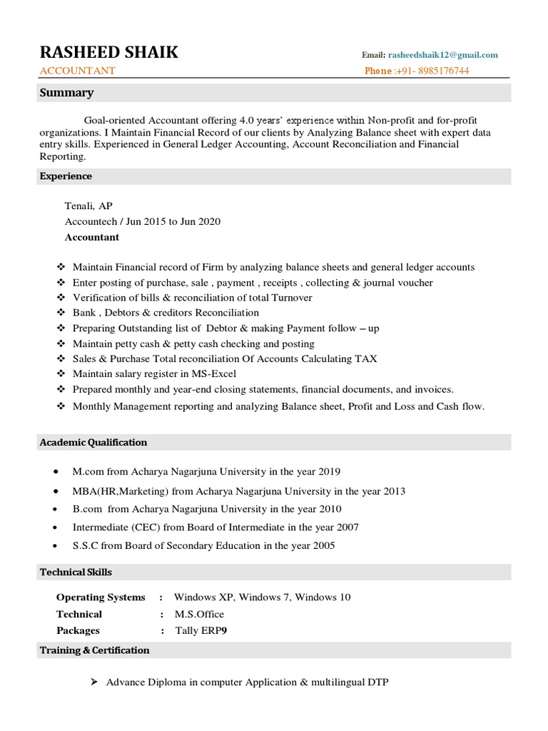 Rasheed Resume | PDF | Accounting | Balance Sheet