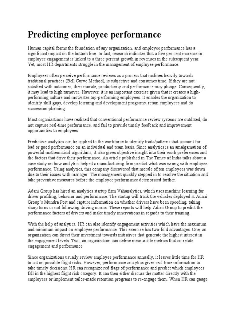 1. Predicting employee performance | PDF | Analytics | Employment