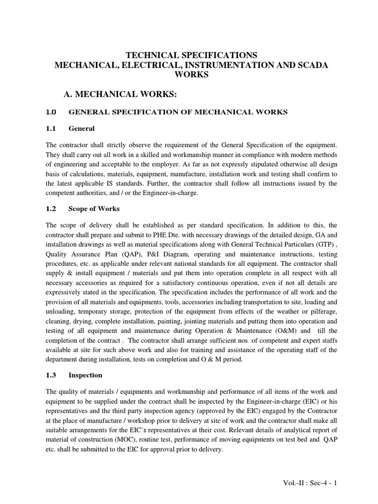 Technical Specification | PDF | Valve | Pump