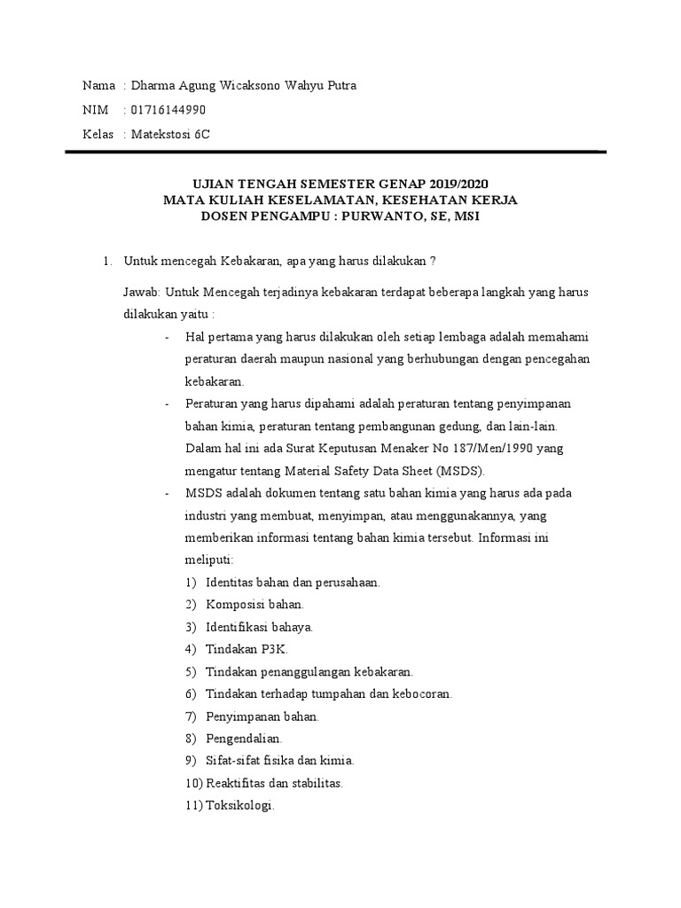 K3 Keselamatan, Kesehatan Kerja Uts | PDF | Sains & Matematika | Komputer
