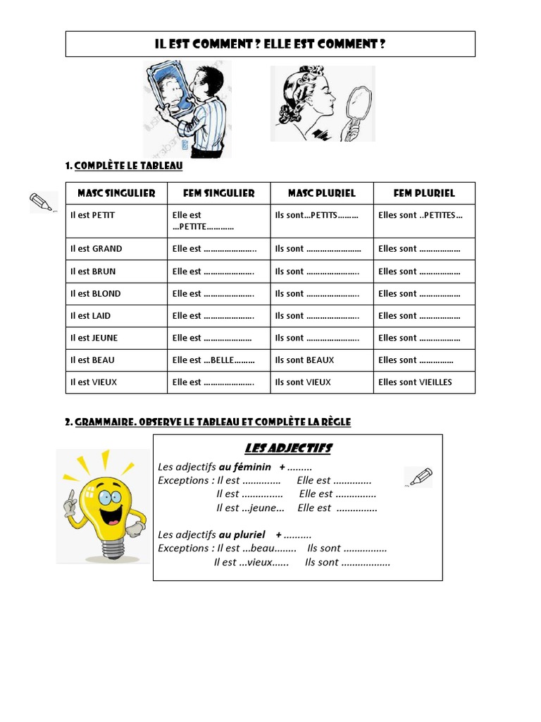 Grammaire Les Adjectifs Pour La Description | PDF | Arts du langage et ...
