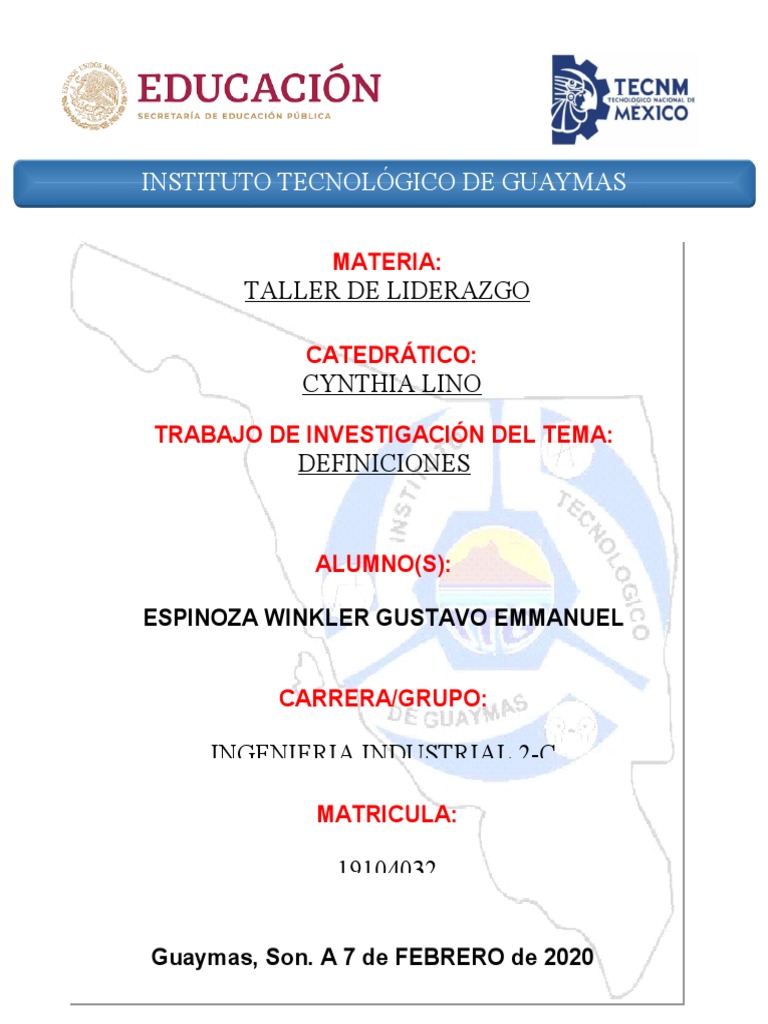TAREA 2 LIDERAZGO Terminada Espinoza Winkler | PDF | Liderazgo ...