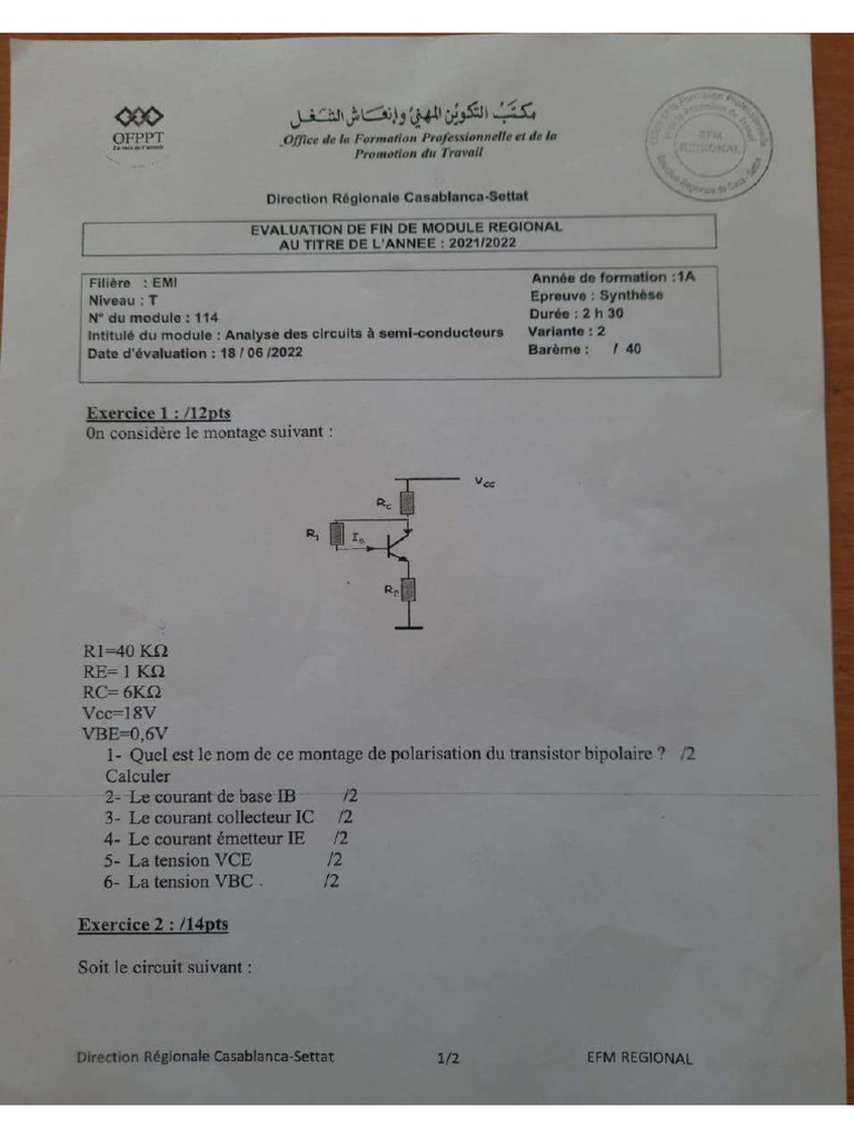 EFM Semi Conducteurs TEMI A - 2022 - DR CASA - V2 | PDF
