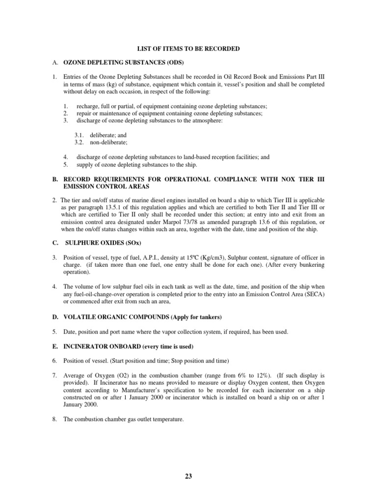 Anexa NR 2 PART-III-LIST-OF-ITEMS-TO-BE-RECORDED | PDF | Physical Sciences | Pollution