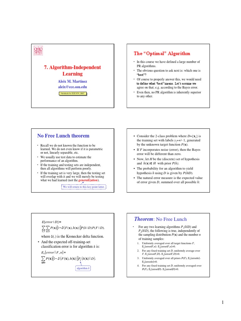 Algorithm Independent Learning Pdf Resampling Statistics Variance