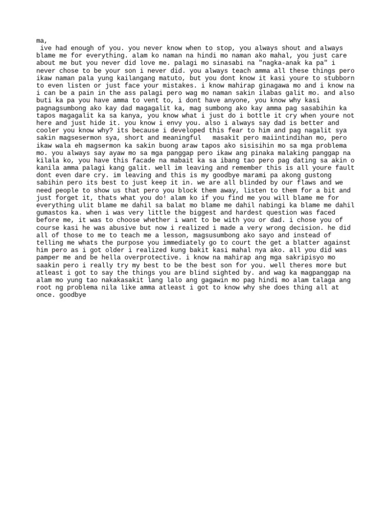 Letter of Goodbye | PDF